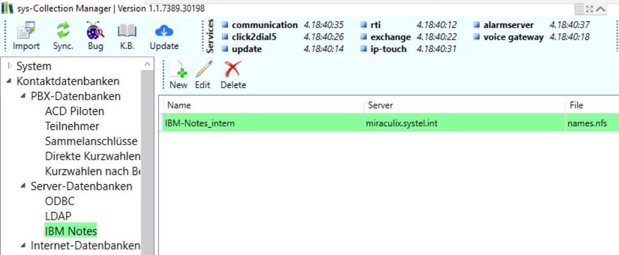 IBM Notes Server Datenbank – systel